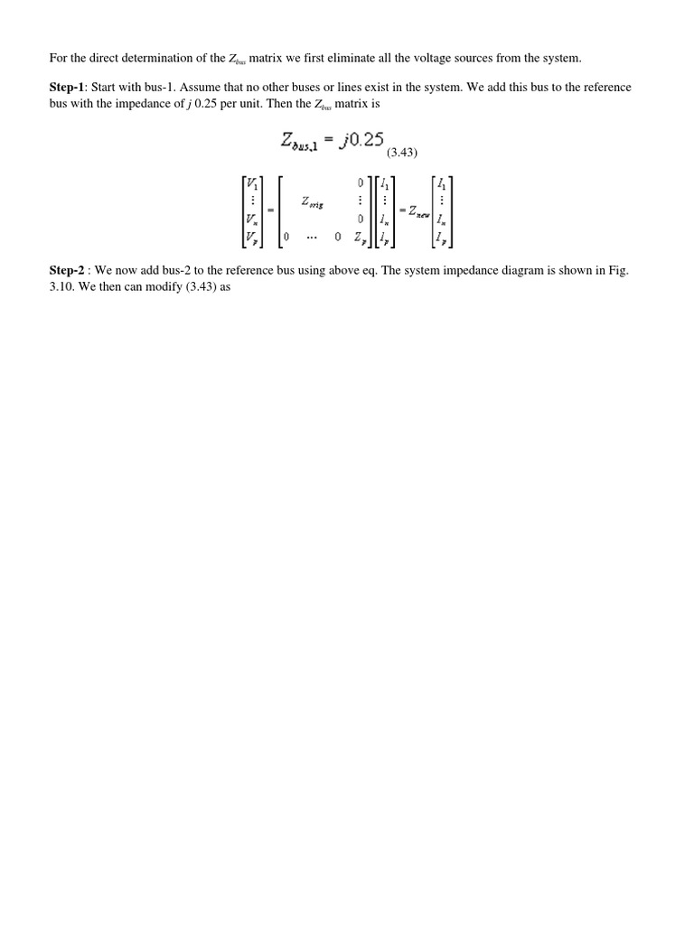 Direct Determination of Zbus Matrix | PDF