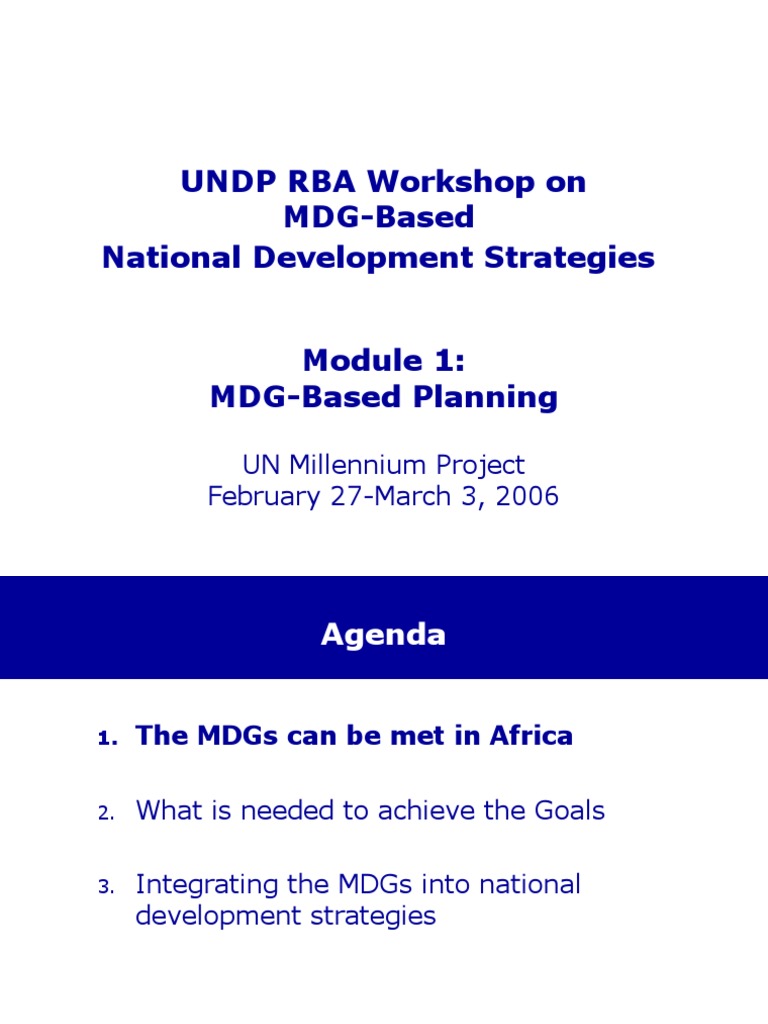 UNDP RBA Workshop On MDG-Based National Development Strategies MDG ...
