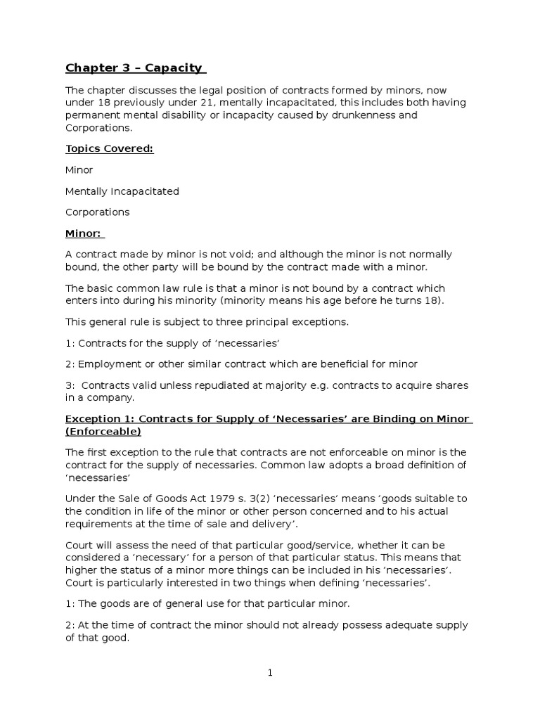 Chapter 3 - Capacity | PDF | Consideration | Virtue