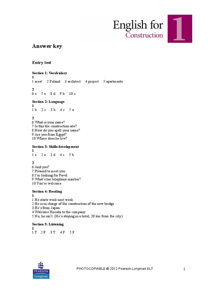 English For Construction Tests | PDF | Building Engineering | Civil ...