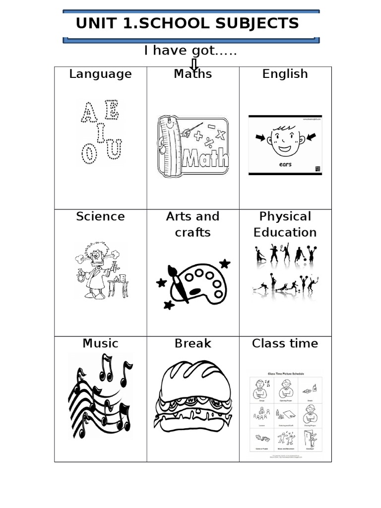 Unit 1.school Subjects: I Have Got . | PDF