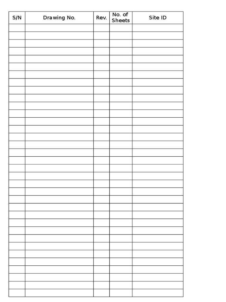 Site drawing sheet index | PDF