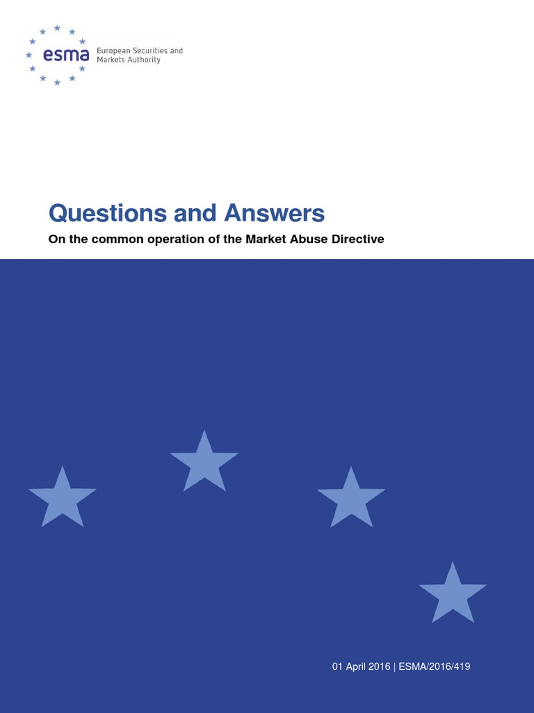 Market Abuse Directive Q&A Guide | PDF | Insider Trading | Derivative ...