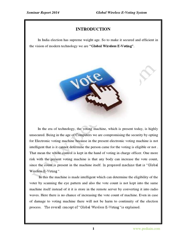 Global Wireless E Voting Seminar Report PDF | PDF | Electronic Voting | Information And ...