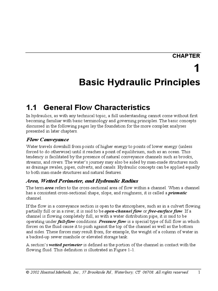 Basic Hydraulic Principles PDF | PDF | Reynolds Number | Fluid Dynamics