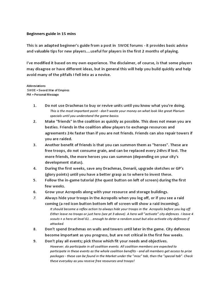 SWOE Beginner's Guide | Siege | Unrest