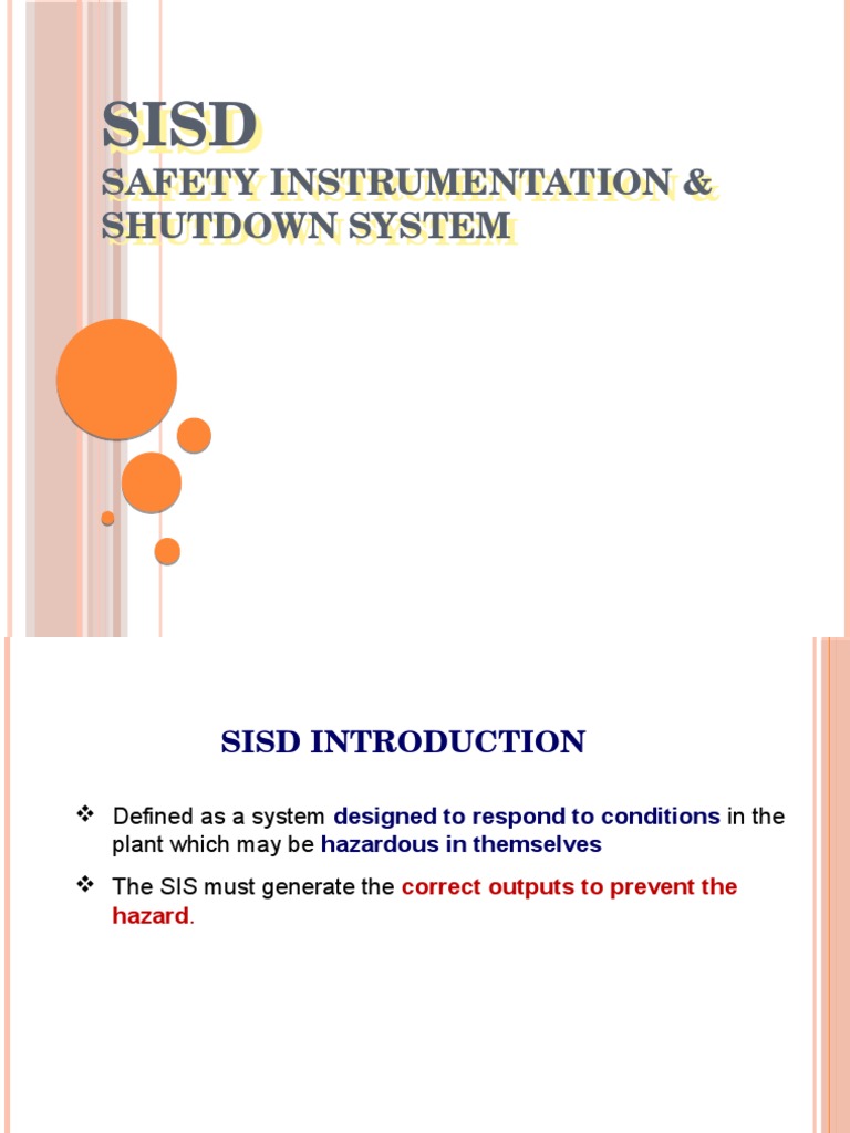 SISD Safety System for Process Protection | PDF | Prevention | Engineering