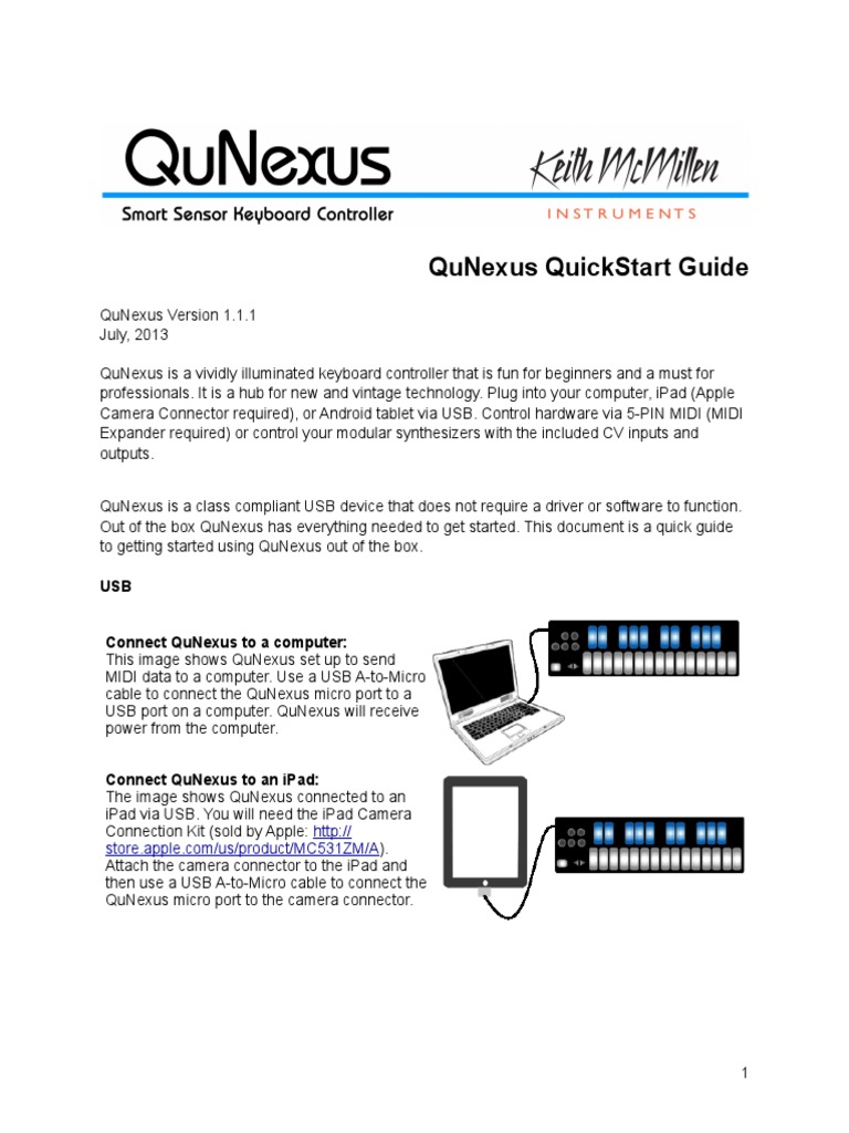 QuNexus Quickstart Guide 1.1.1 | PDF | Usb | I Pad