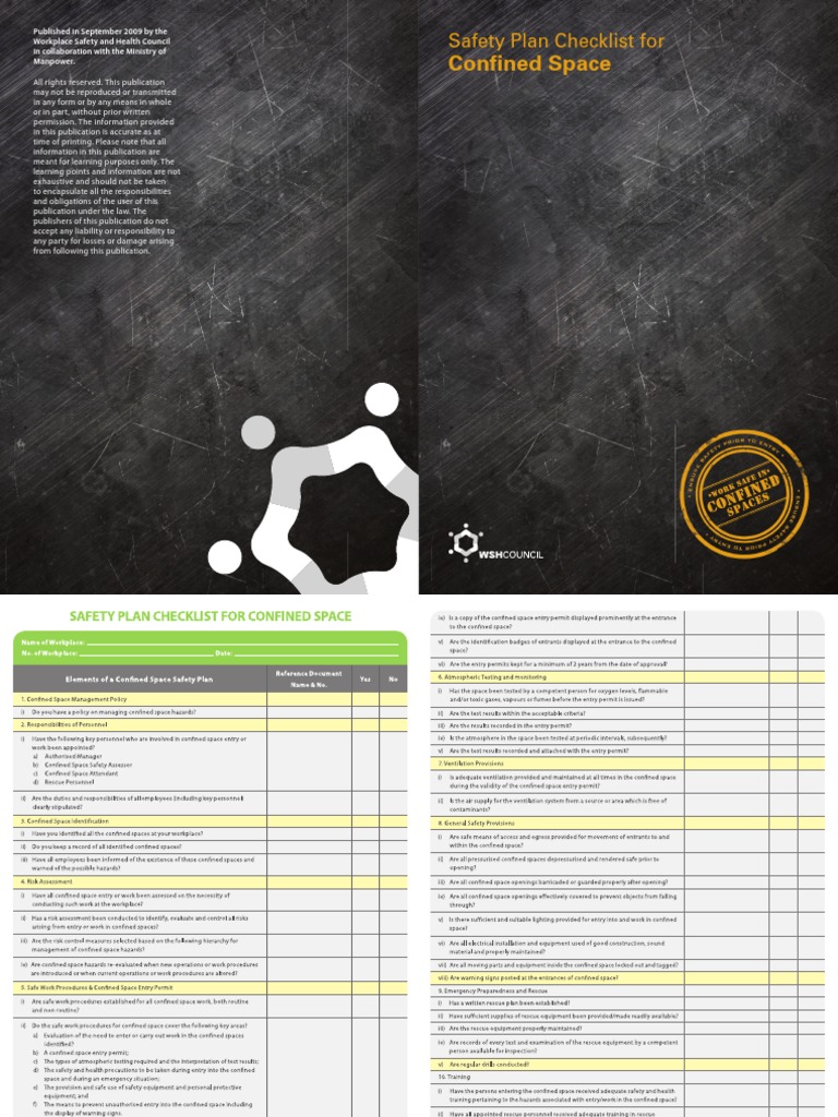 Confi Ned Space: Safety Plan Checklist For | PDF