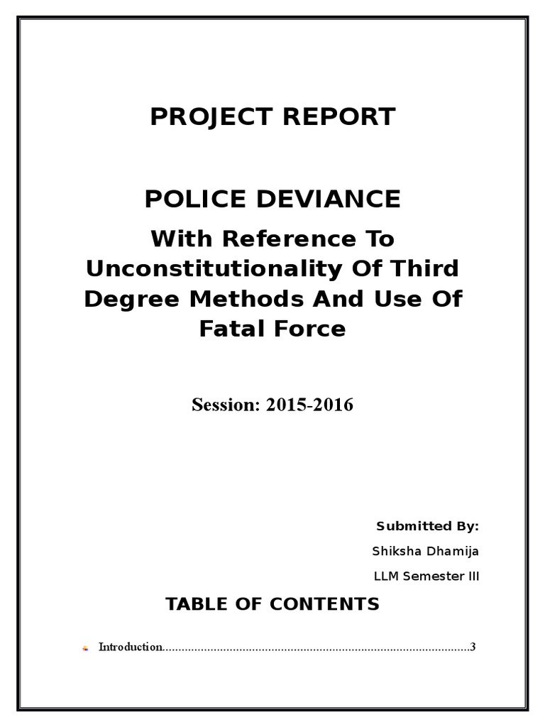 Police Deviance | PDF | Torture | Police Brutality