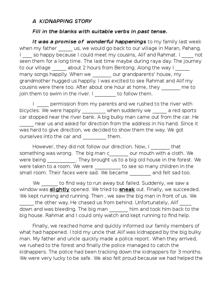 Kidnapping Adventure and Rescue Story | PDF | Mystery, Thriller & Crime ...
