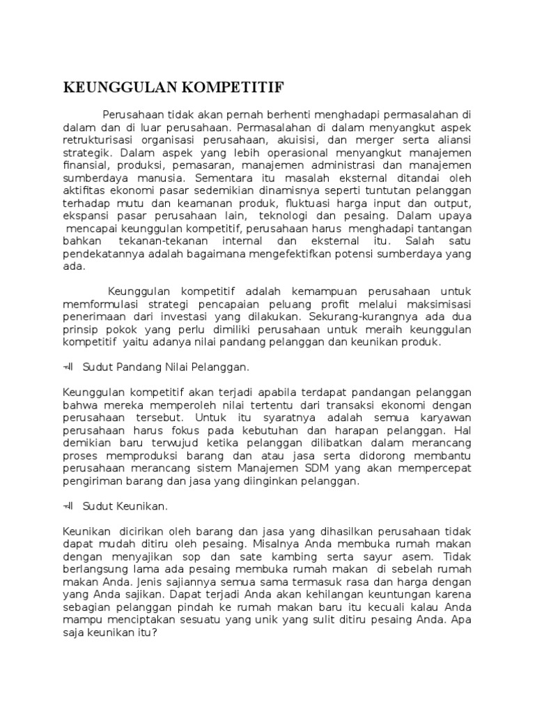 Keunggulan Kompetitif | PDF