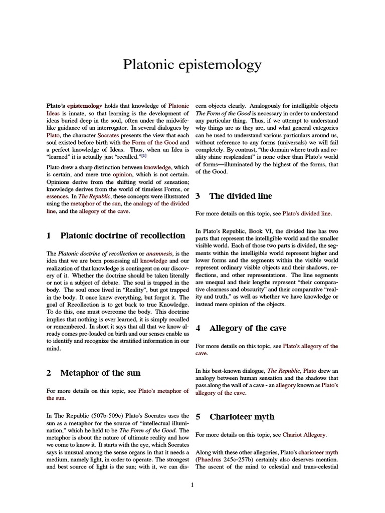 Platonic Epistemology: 3 The Divided Line | PDF | Metaphysical Theories ...