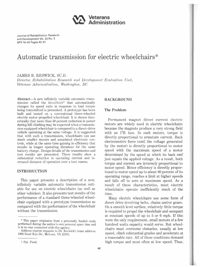 Automatic Transmission For Electric Wheelchairs : Administration ...