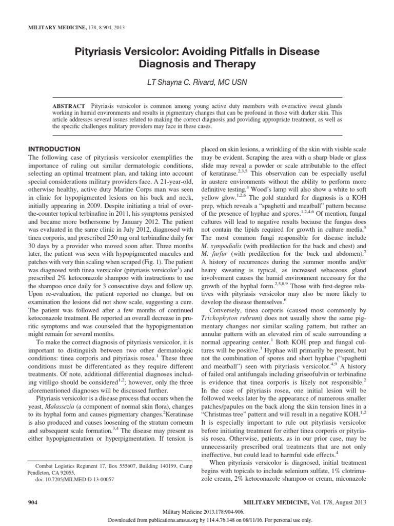Pityriasis Versicolor: Avoiding Pitfalls in Disease Diagnosis and ...