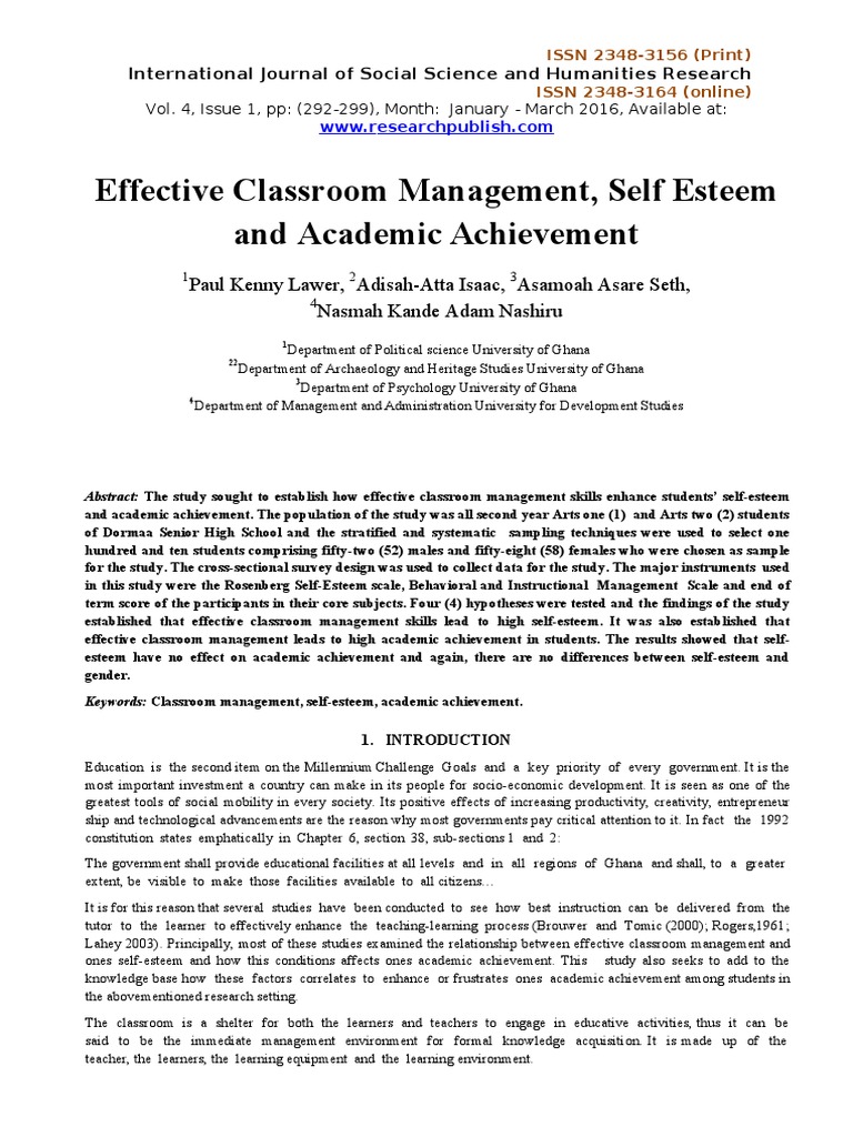 Classroom Management and Student Success | PDF | Self Esteem ...