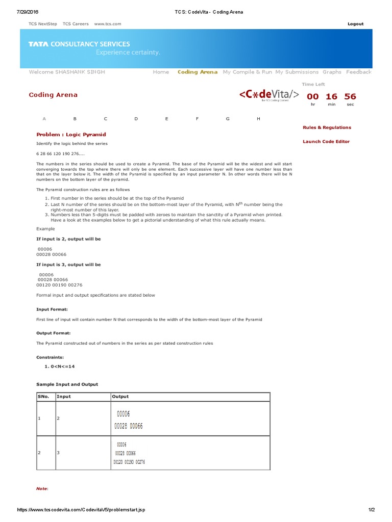 TCS - CodeVita - Coding Arena1 | PDF | Teaching Methods & Materials | Computers
