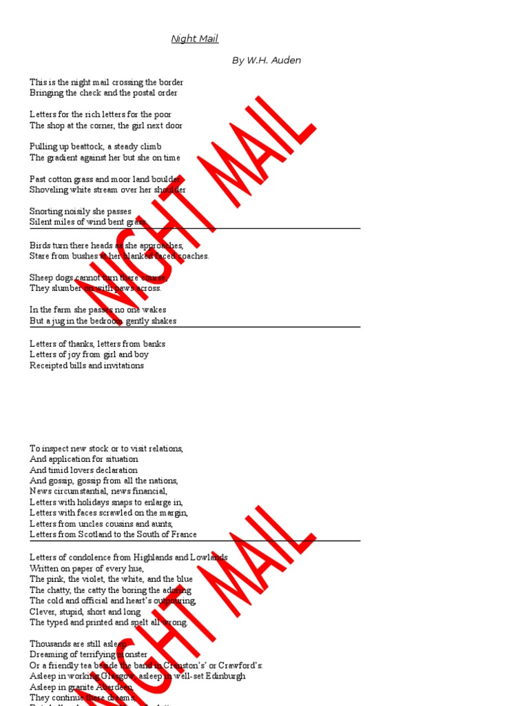 Night Mail by W.H. Auden | PDF