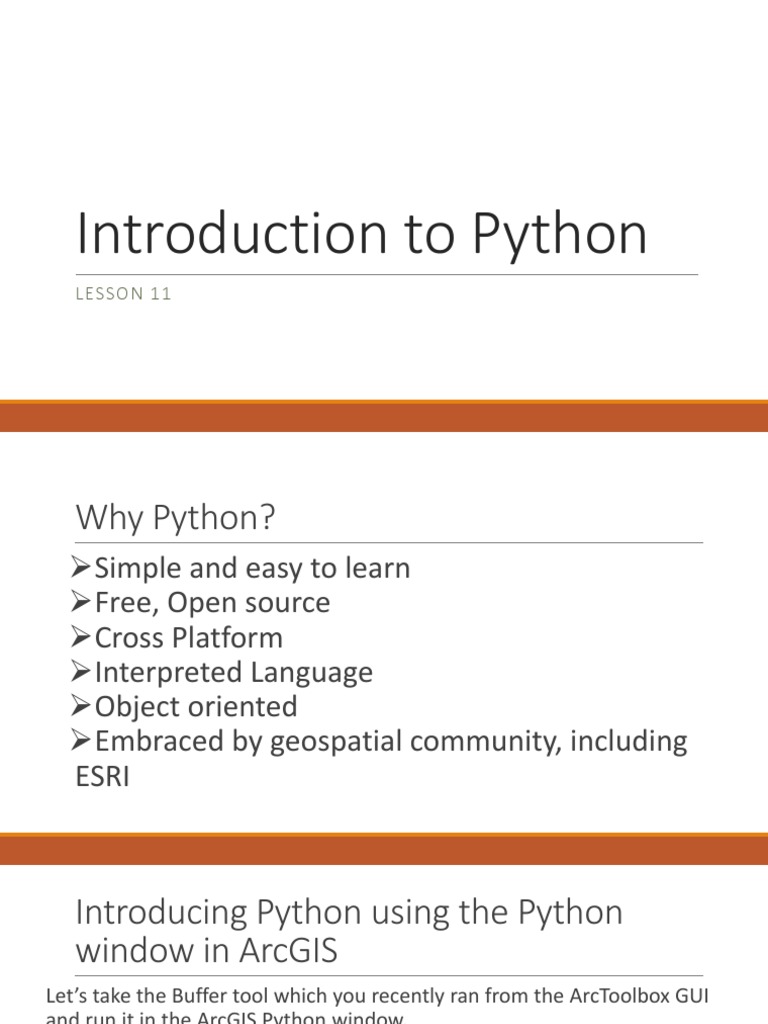 11 Introduction To Python Pdf Python Programming Language Arc Gis 7818