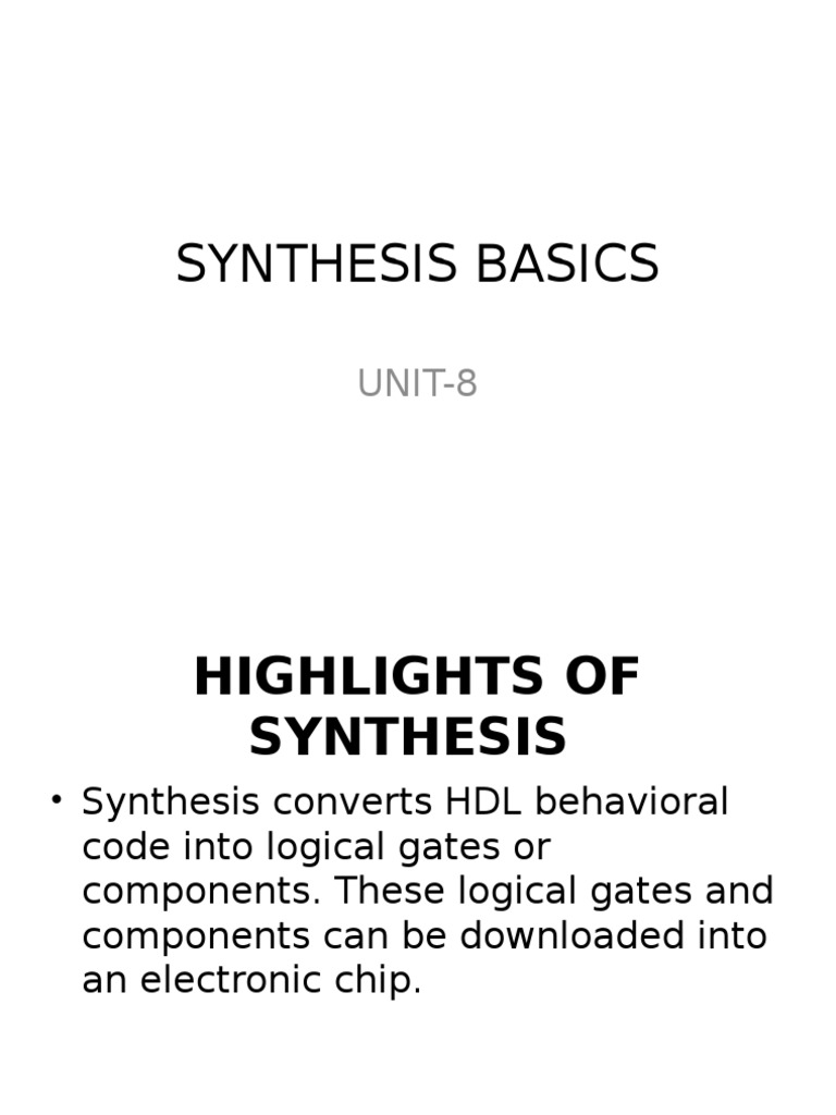 HDL Synthesis Basics | PDF | Hardware Description Language | Vhdl