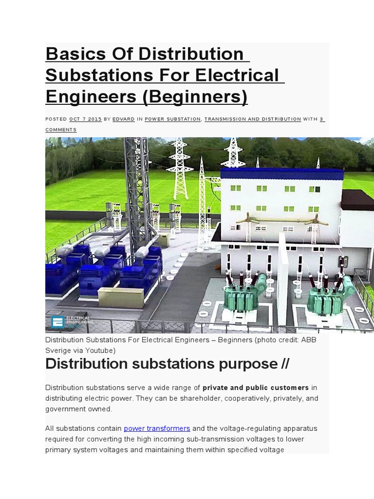 Basics of Distribution Substations For Electrical Engineers (Beginners ...