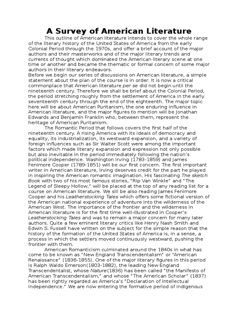 A Survey of American Literature | PDF | American Literature | American ...