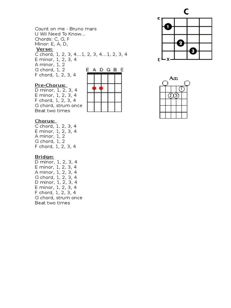 Count On Me-Guitar Notes | PDF
