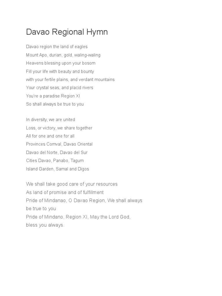 Davao Regional Hymn | PDF