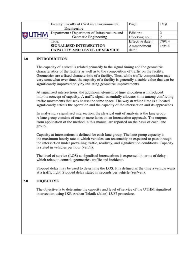 Labsheet - Signalized Intersection Capacity and LOS | PDF | Lane | Traffic