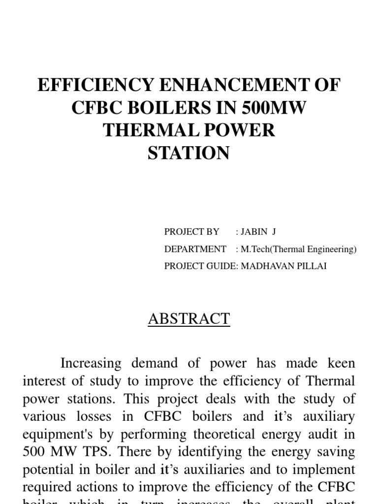 Enhancing CFBC Boiler Efficiency in 500MW TPS | PDF
