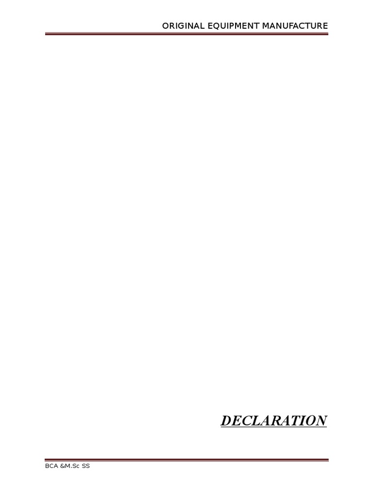 Declaration: Original Equipment Manufacture | PDF