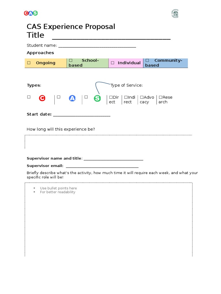 CAS Experience Proposal Template | PDF | Career & Growth