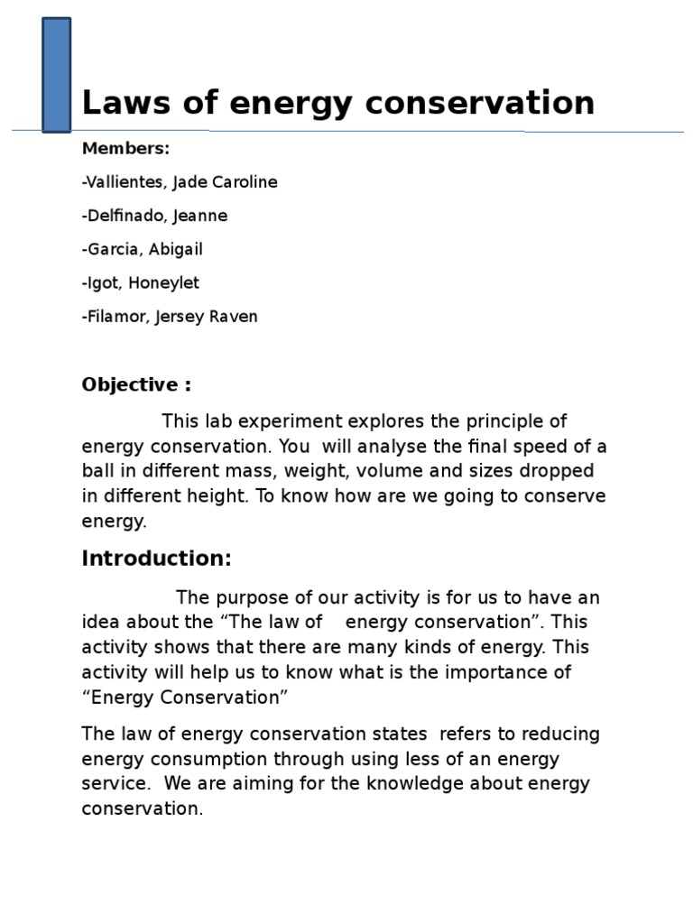 Energy Conservation Lab Experiment | PDF | Physical Universe | Mass