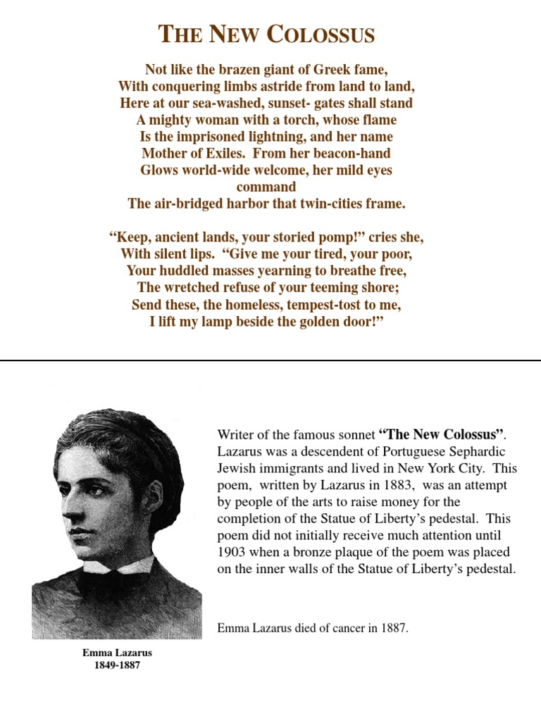 The New Colossus (Poem) | PDF | Classics