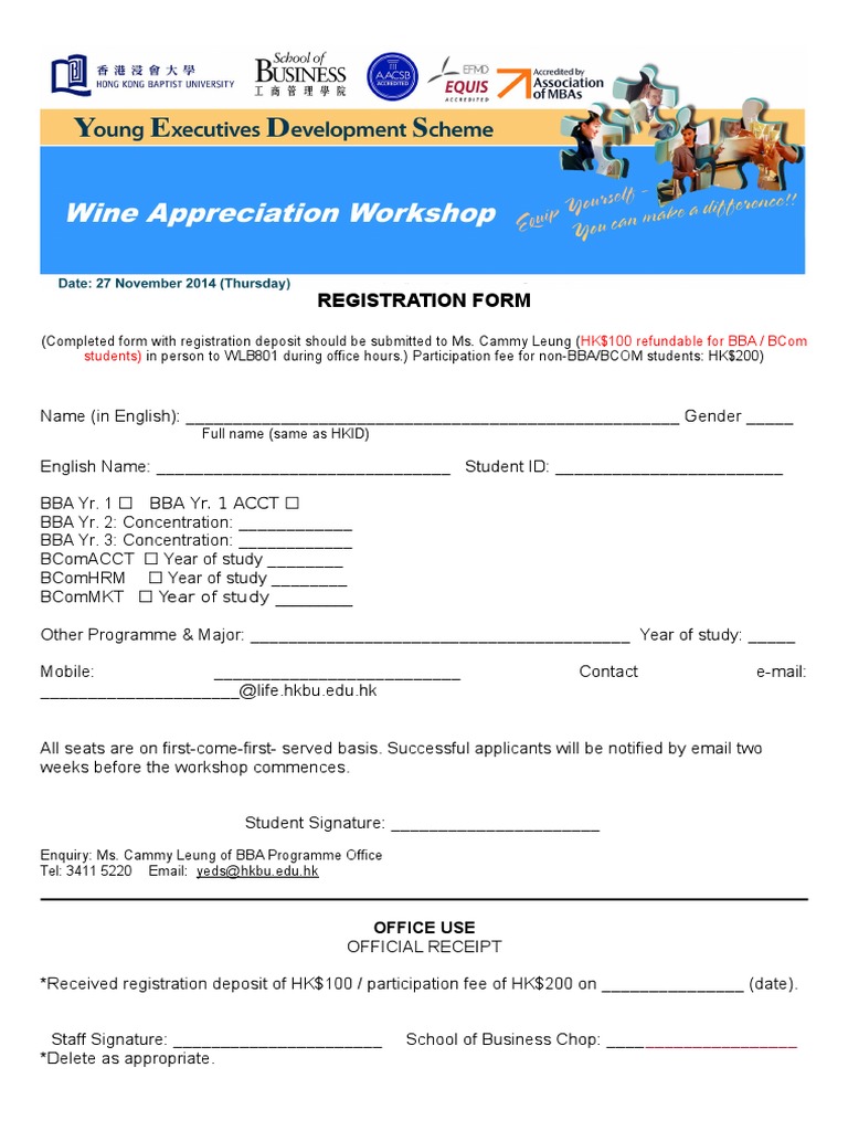 BBA/BCom Workshop Registration Form | PDF | Finance & Money Management
