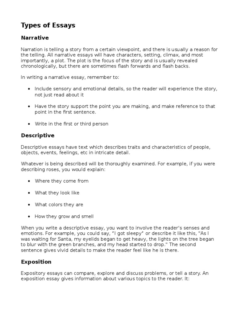 Types of Essays | PDF | General Fiction