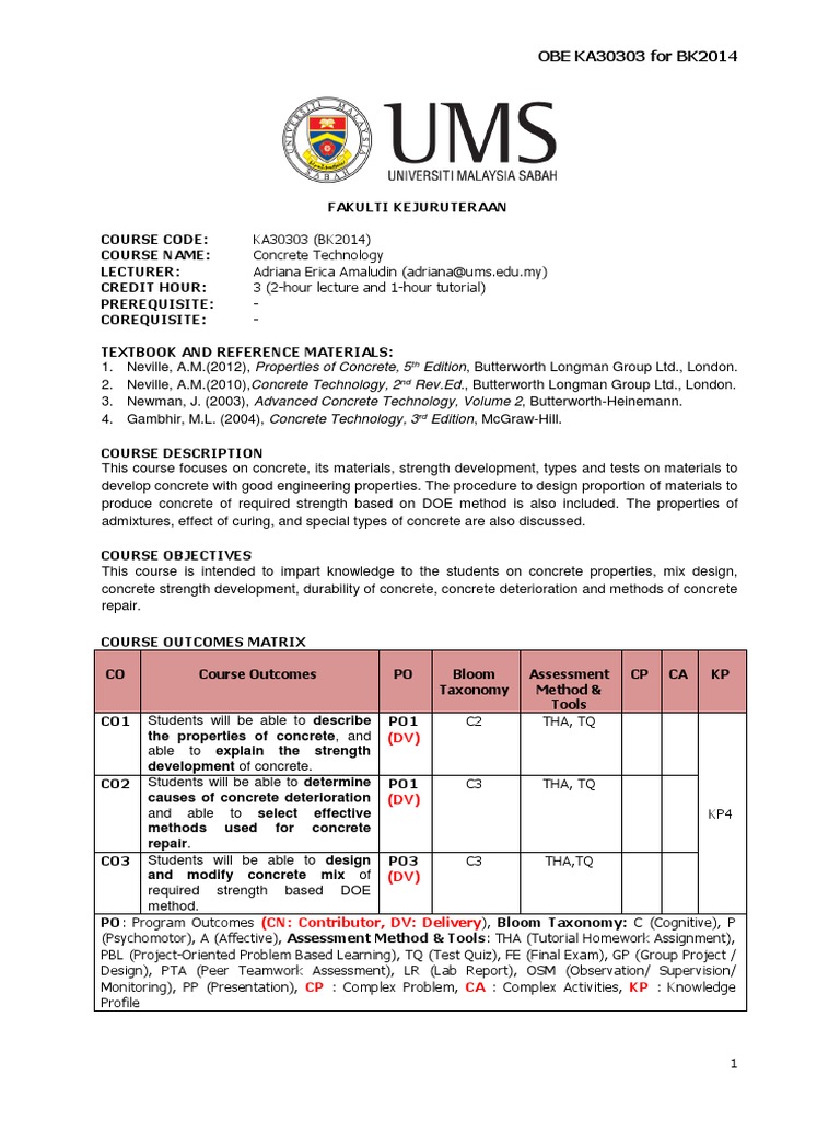 V2.0 OBE Format KA30303 BK14 | PDF | Concrete | Building Technology