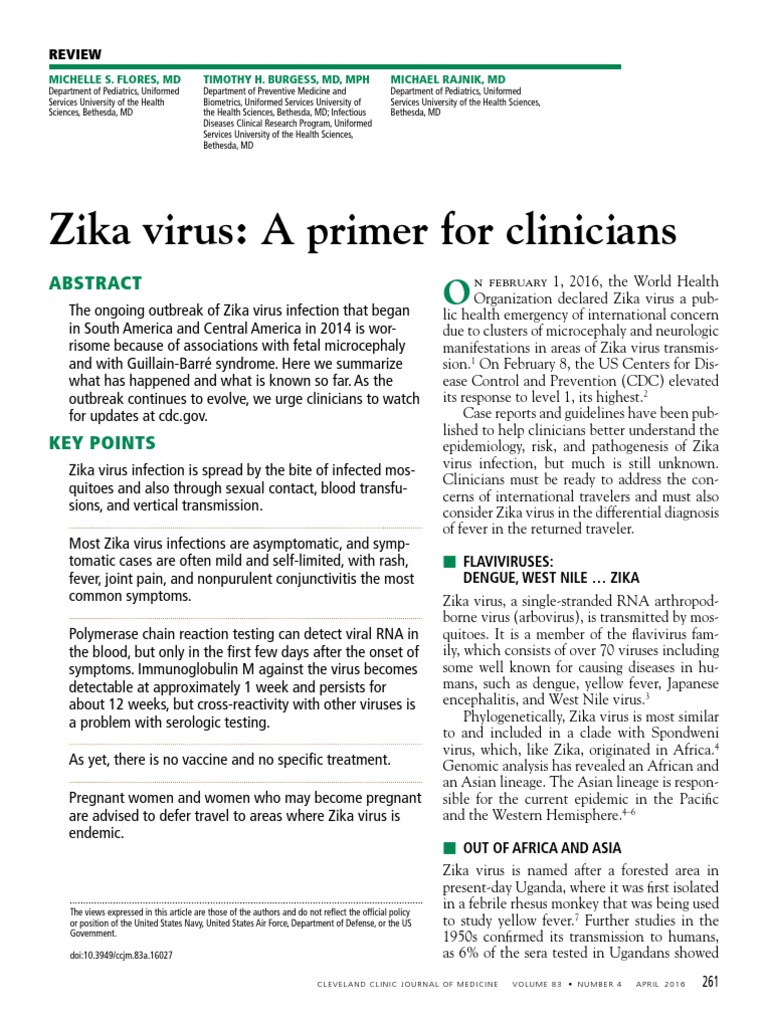 Zika Virus: A Primer For Clinicians: Review | PDF | Zika Fever | Zika Virus