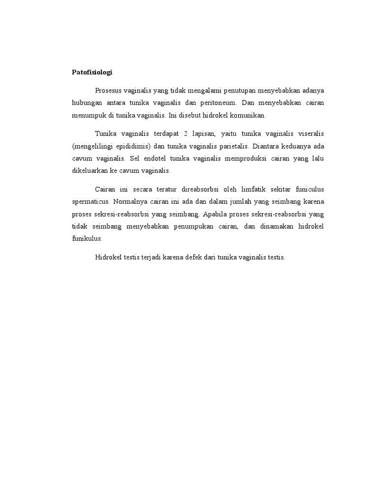 Patofisiologi Hidrokel | PDF | Sains & Matematika