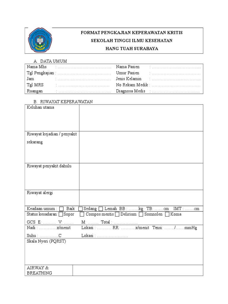 Format Pengkajian Keperawatan Kritis | PDF