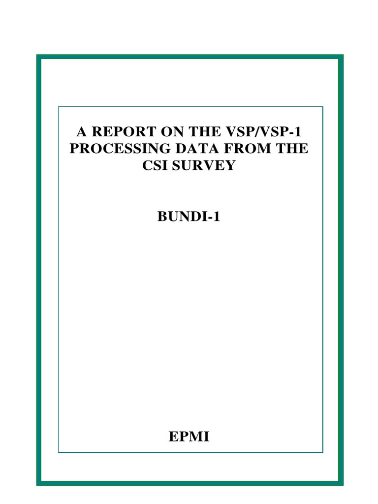 Bundi A Report On The VSP Processing Data From The CSI SURVEY | PDF