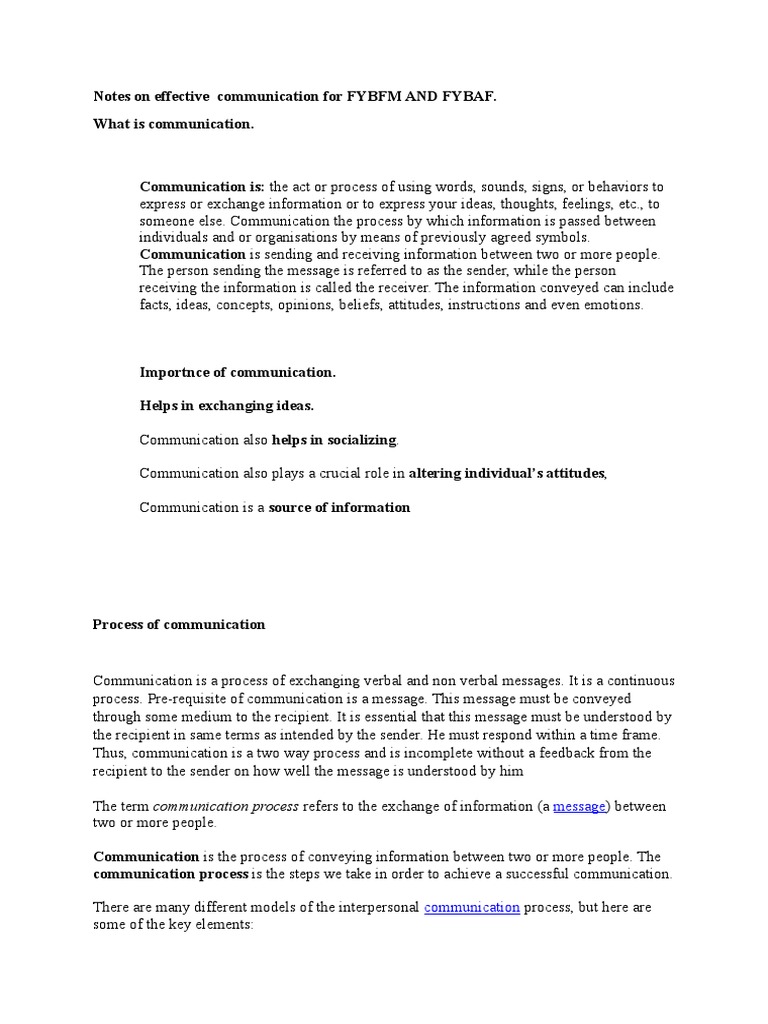 Notes On Effective Communication | PDF | Body Language | Nonverbal ...