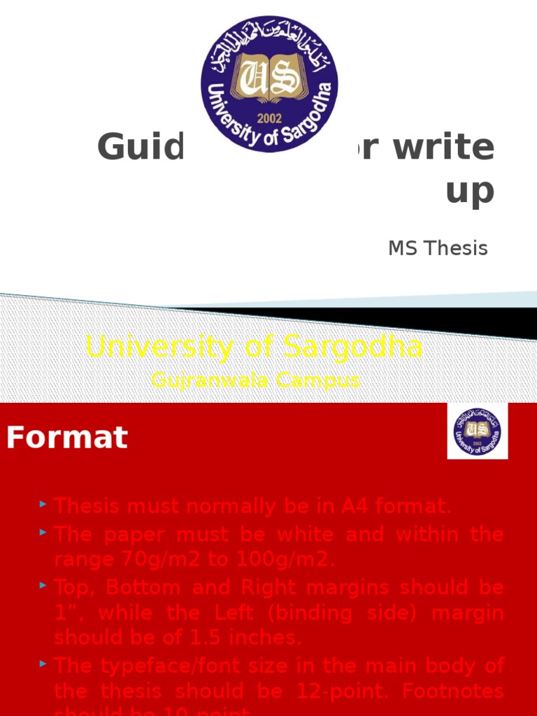 Guidelines For Write Up: University of Sargodha | PDF | Thesis | Leadership