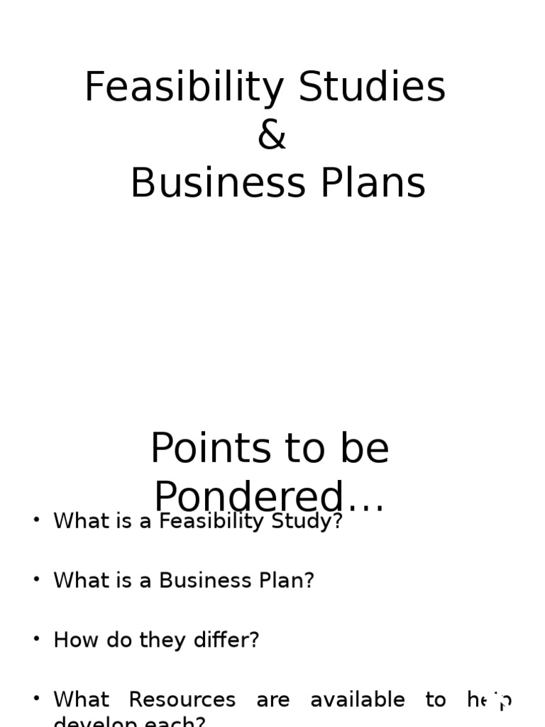 Feasibility Studies and Business Plans | PDF | Feasibility Study ...