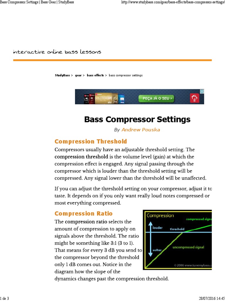 Bass Compressor Settings: Compression Threshold | PDF