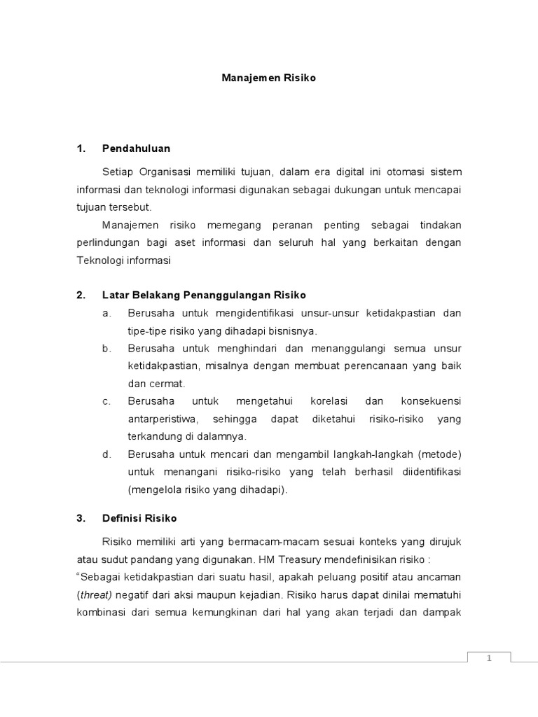 Manajemen Risiko TI-1 | PDF