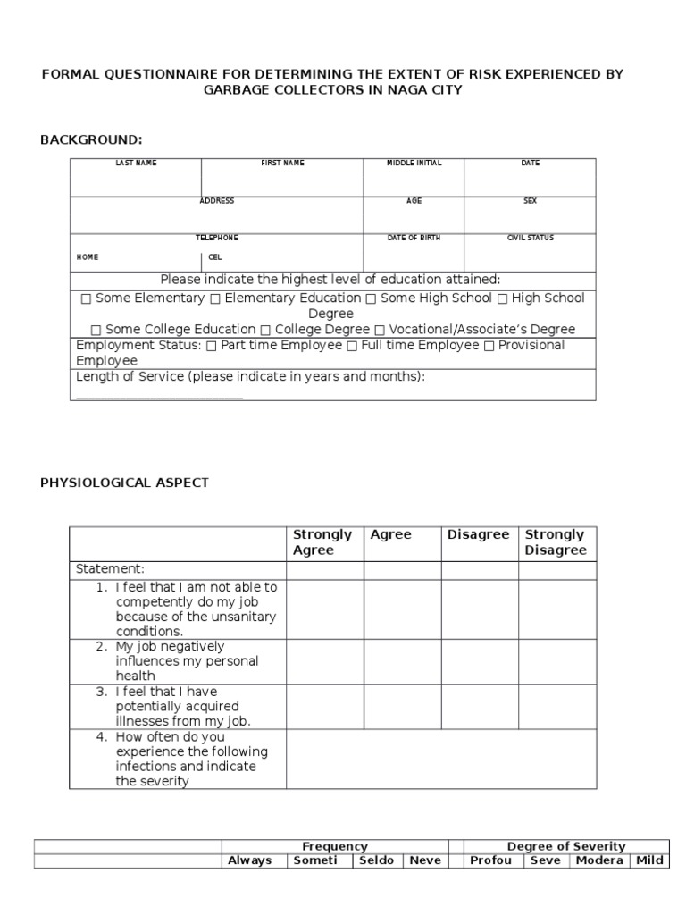 English Version Questionnaire | PDF | Behavioural Sciences | Psychology