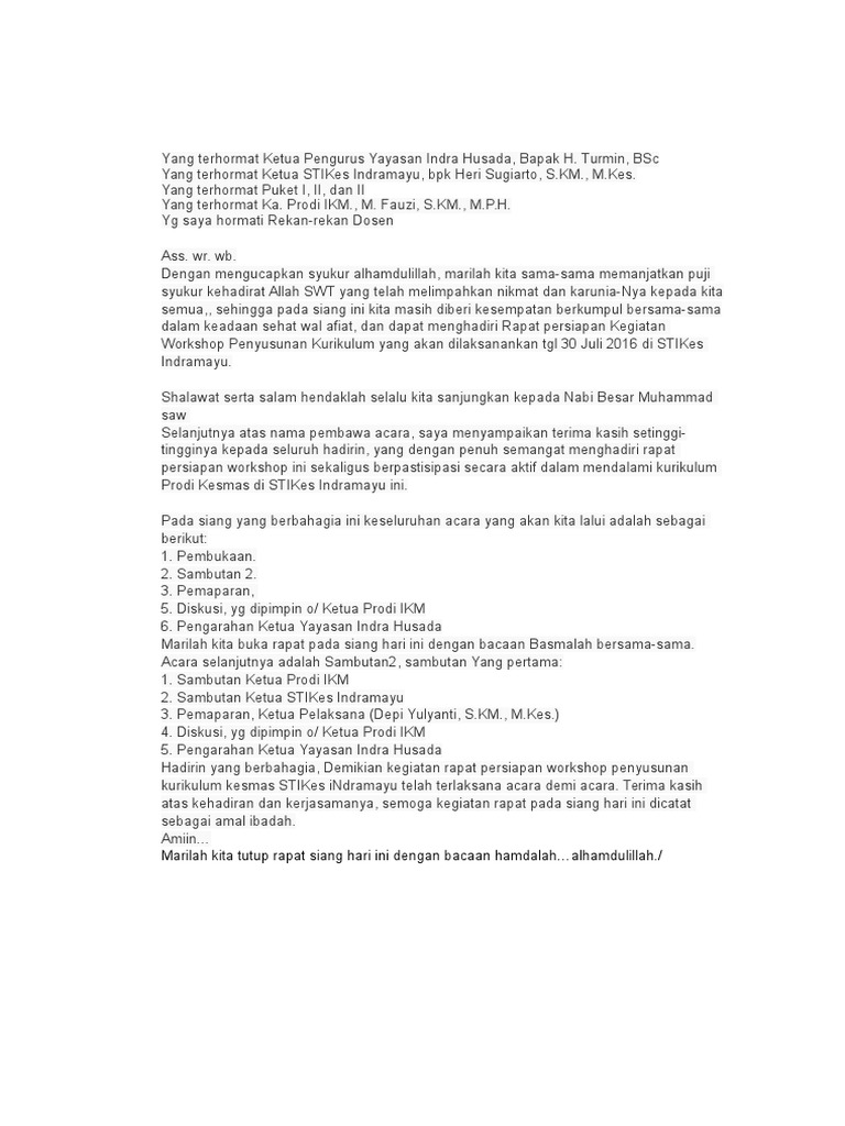 Yang Terhormat Ketua Pengurus Yayasan Indra Husada | PDF