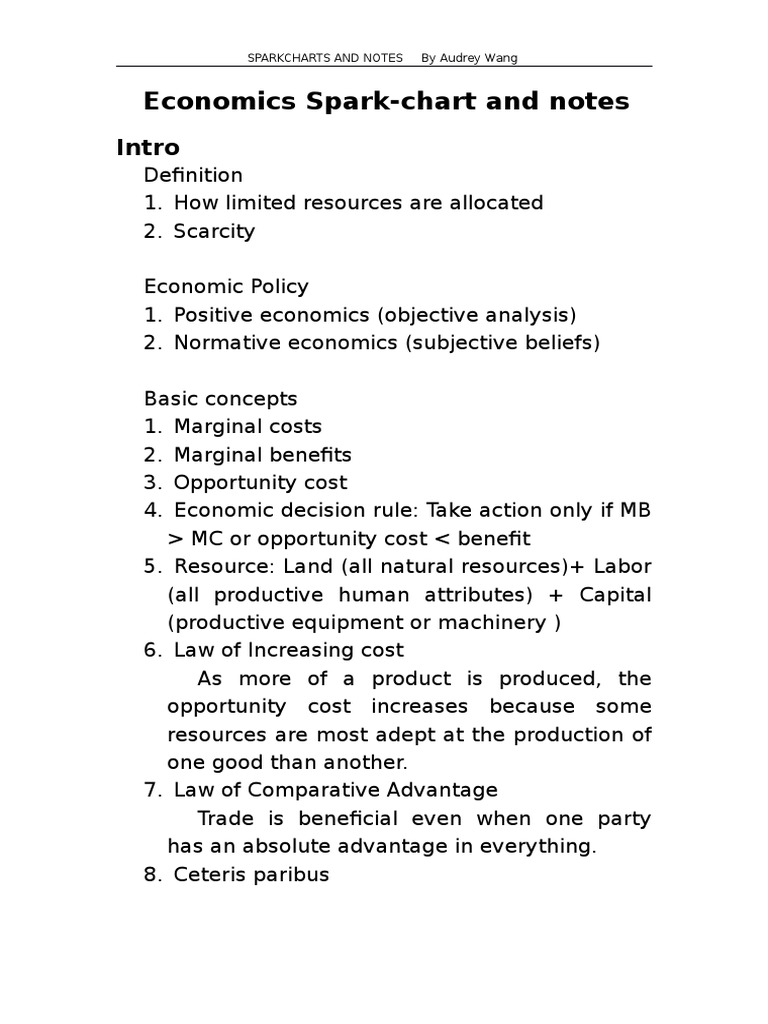 Economics Sparkchart and Notes | PDF