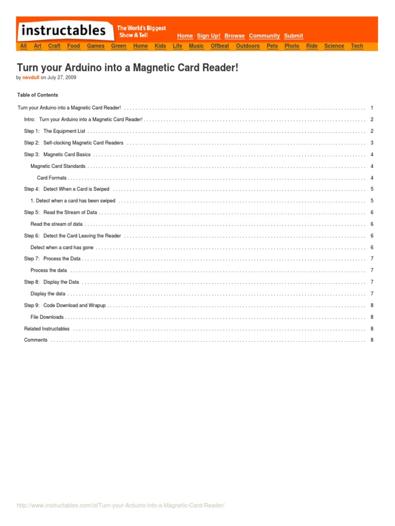 Turn Your Arduino Into A Magnetic Card Reader | PDF | Computer ...